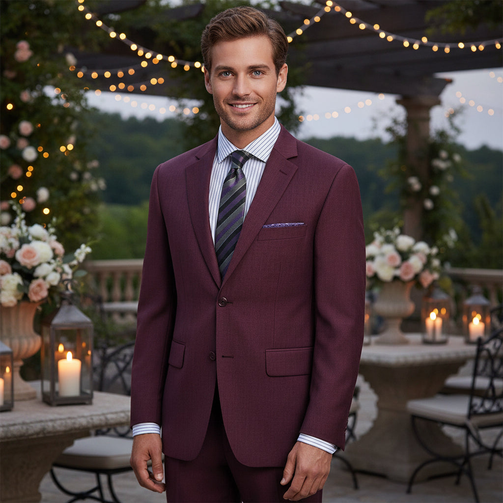 Forma 2 Piece Men's Suit Flat Notched Wedding Lapel (Blazer + Pants ...