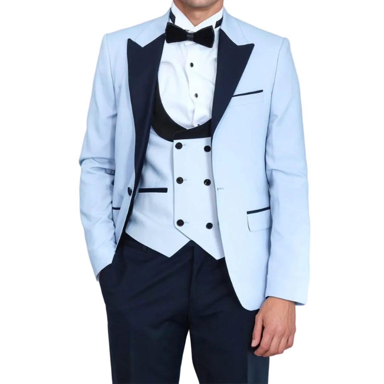 Formal Men's Suits Slim Fit 3 Pieces Peak Lapel Tuxedos For Prom(Blaze ...