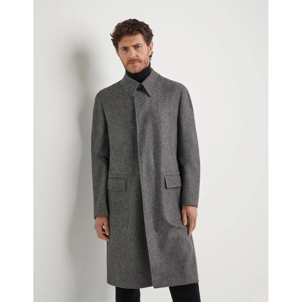 Formal Men's Wool Herringbone Stand Collar Blazer – mens event wear