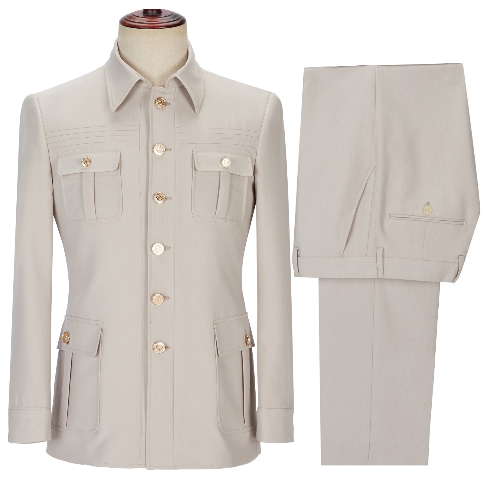 Menseventwear Classic Men's 2 pieces Mens Suit Stand Lapel Flat Tuxedo ...