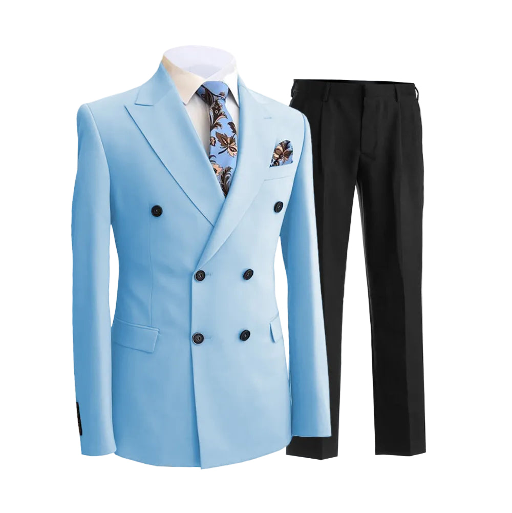 Formal Men's 2 Pieces Solid Slim Fit Peak Lapel Mens Suit (Blazer+Pants ...