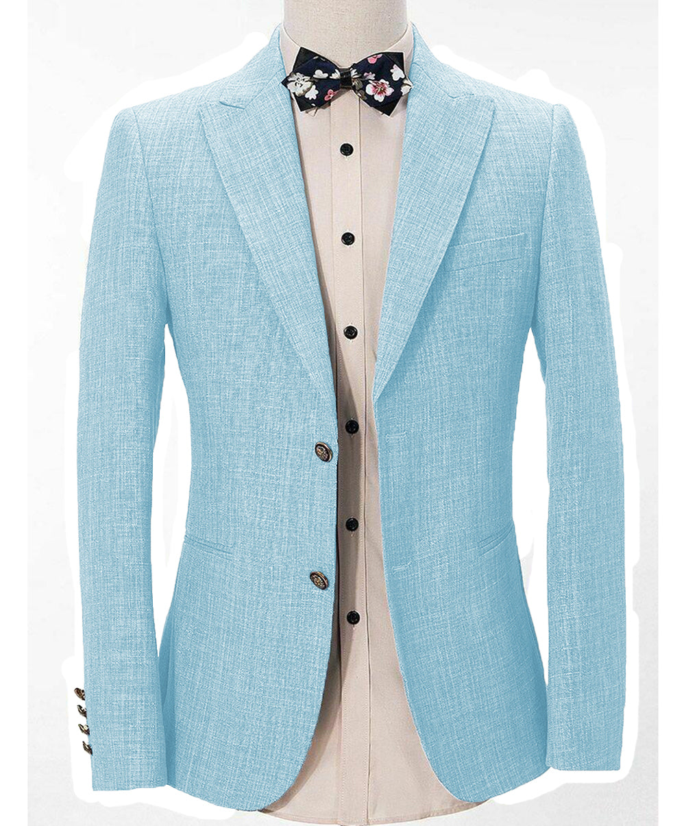 Formal Men's Regular Linen Peak Lapel Blazer for Weddings – mens event wear