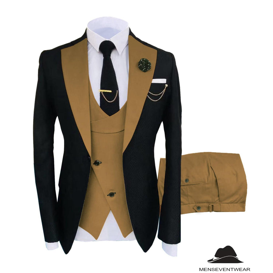 Formal Men's Suits Slim Fit 3 Pieces Notch Lapel Tuxedos (Blazer+Vest ...