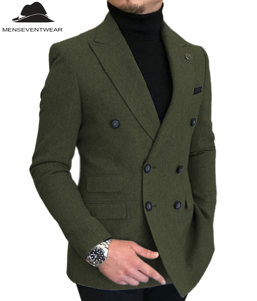 Men's Casual Tweed Peak Lapel Blazer - Menseventwear – mens event wear